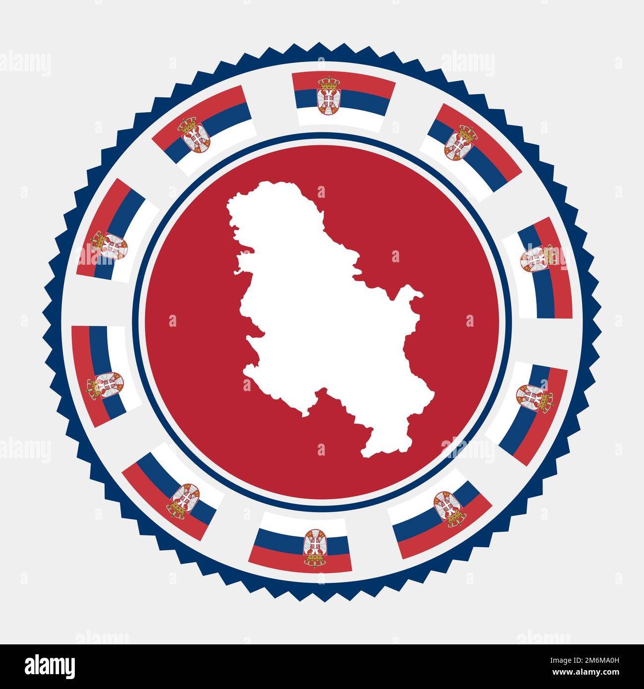 Serbia flat stamp. Round logo with map and flag of Serbia. Vector illustration Stock Vector ...