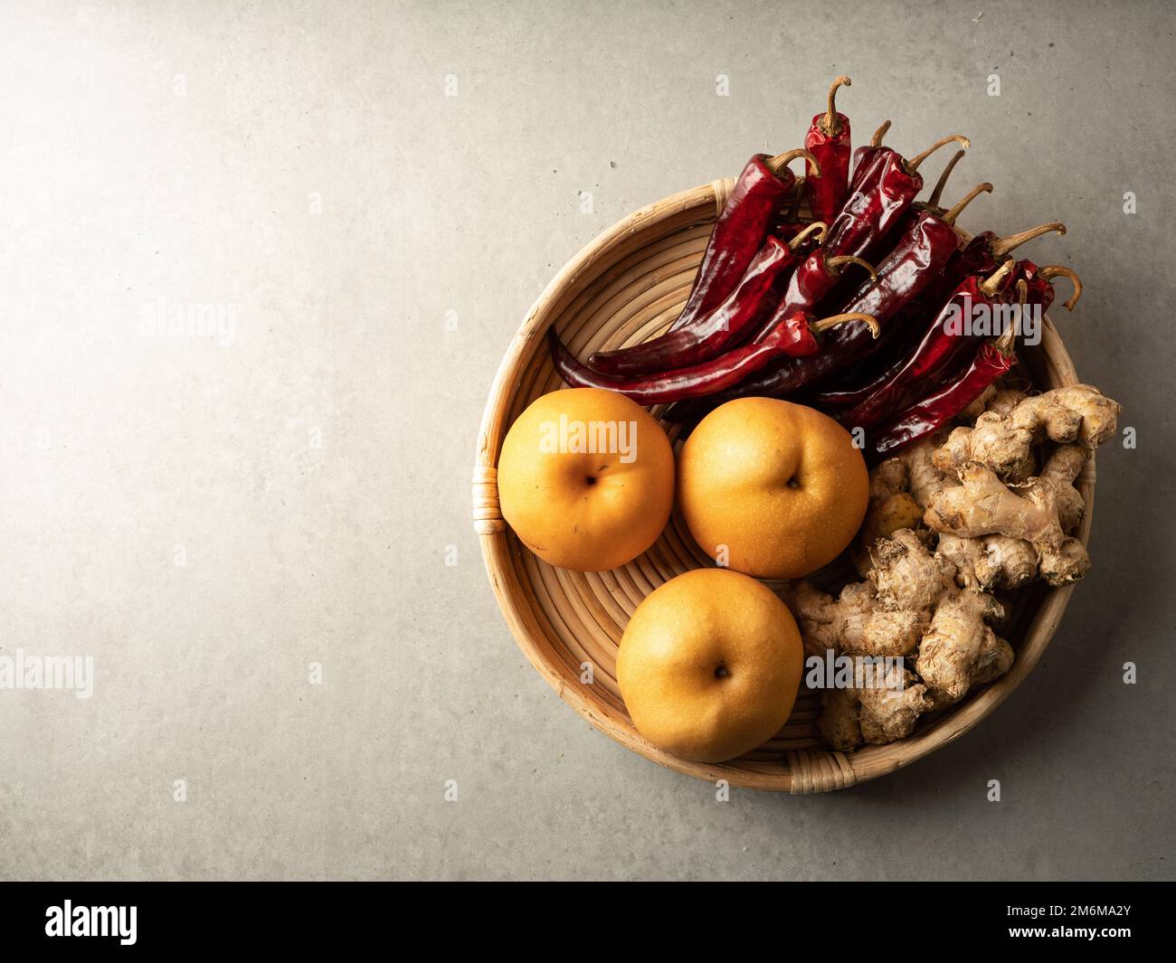 Pear, dried chilli and ginger Stock Photo - Alamy
