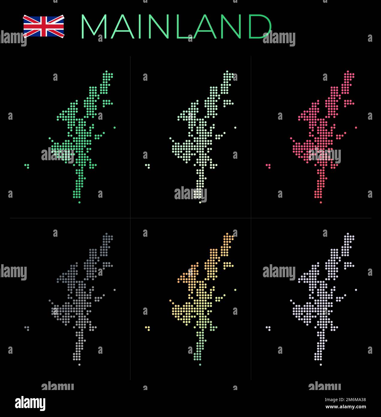 Mainland dotted map set. Map of Mainland in dotted style. Borders of ...