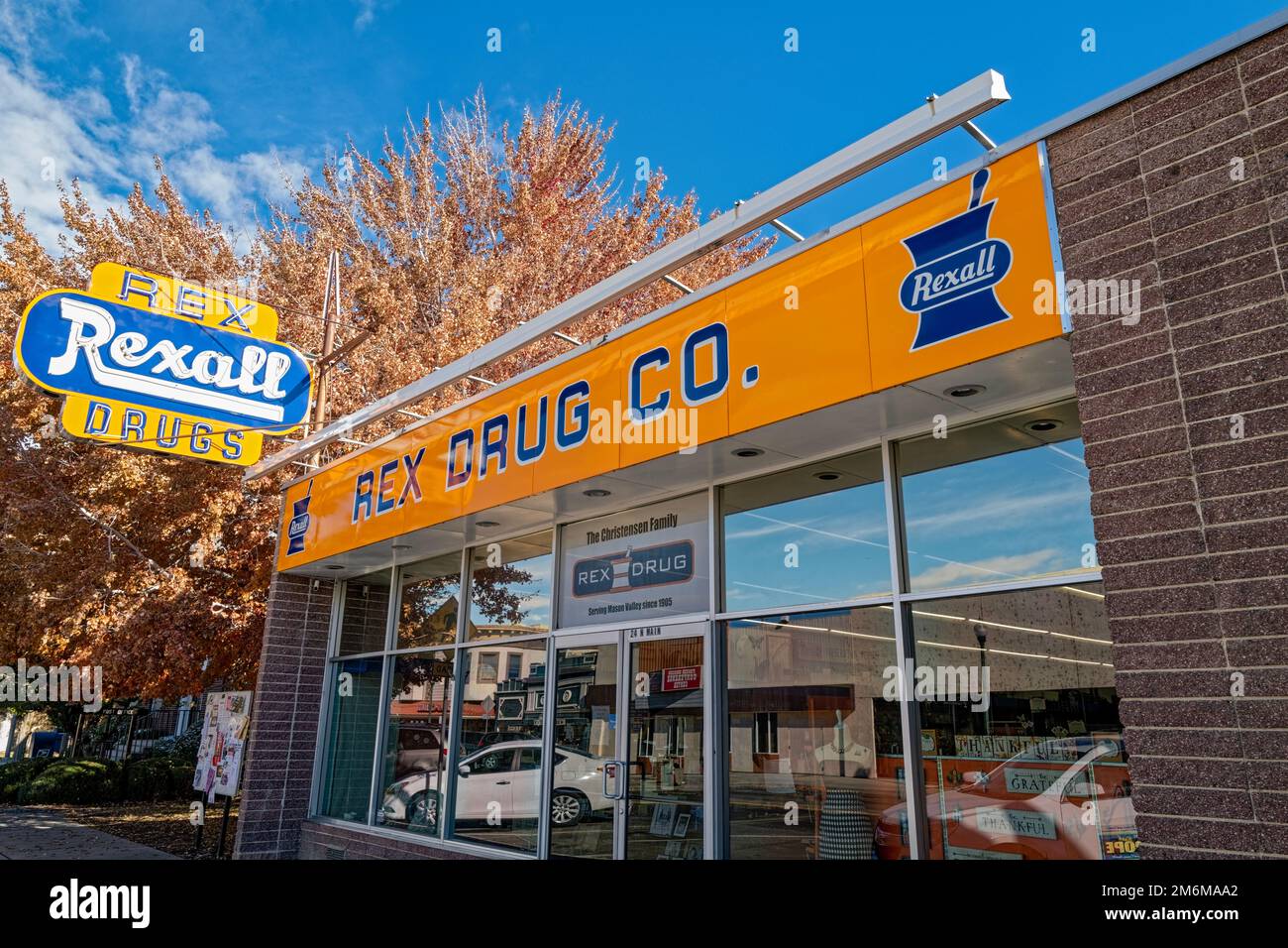 The facade of the Rexall Drug Store in downtown Yerington, Nevada, USA Stock Photo - Alamy
