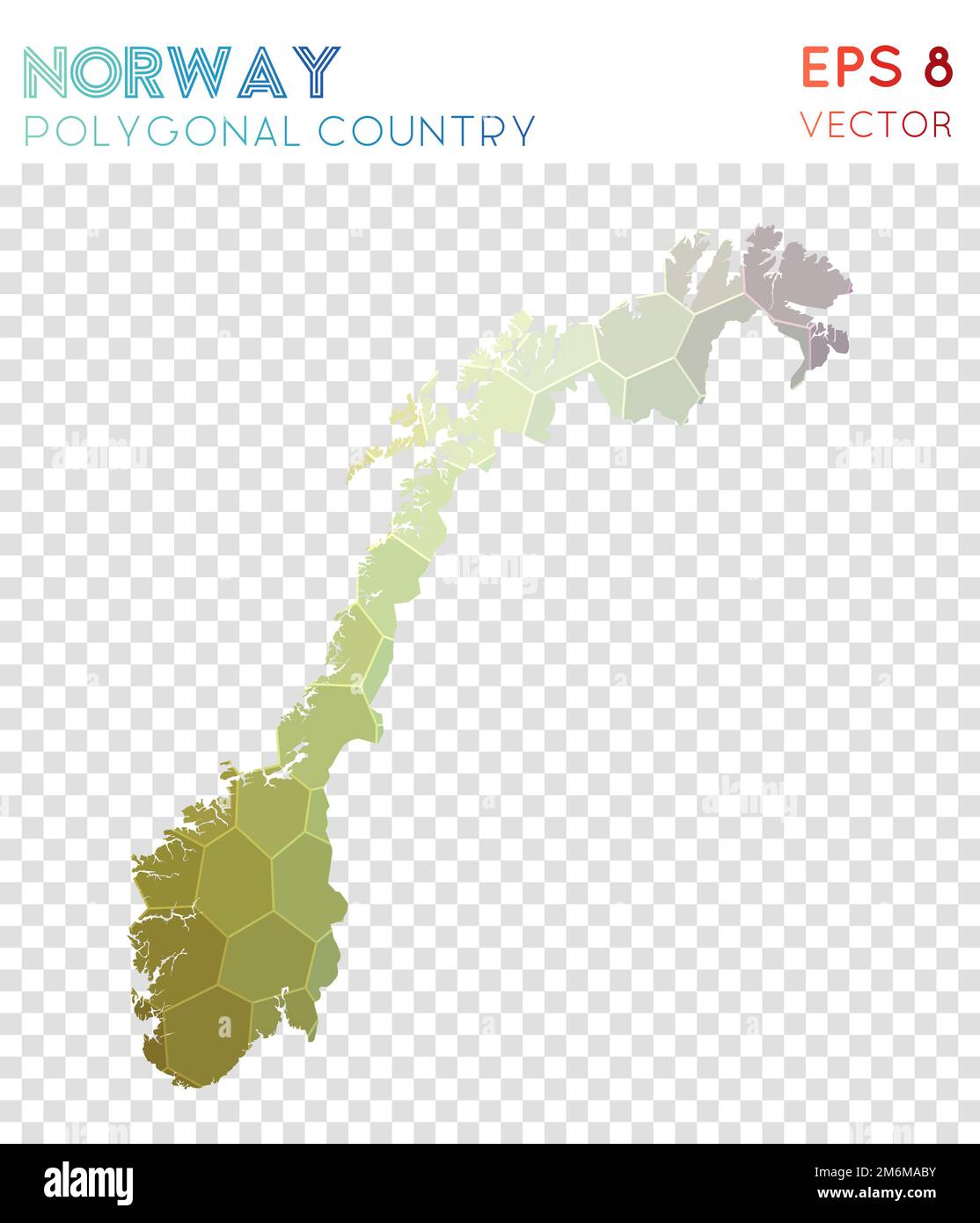Norway polygonal map, mosaic style country. Unusual low poly style, modern design. Norway ...