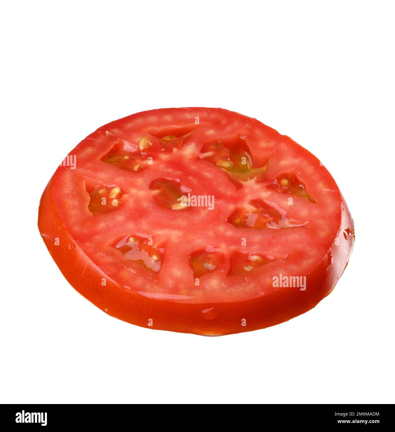 Round piece of red ripe tomato isolated on white background Stock Photo ...