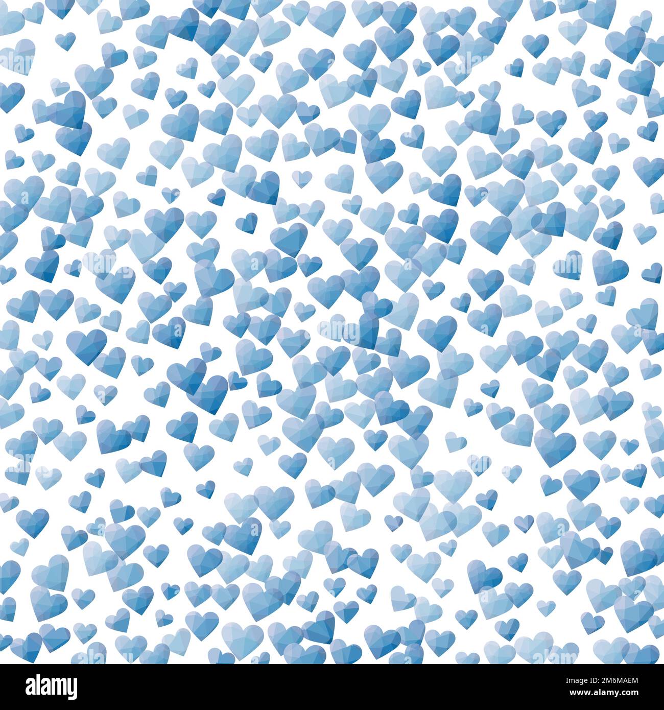 Beautiful Confetti Hearts Falling on Background. Purple blue polygonal ...