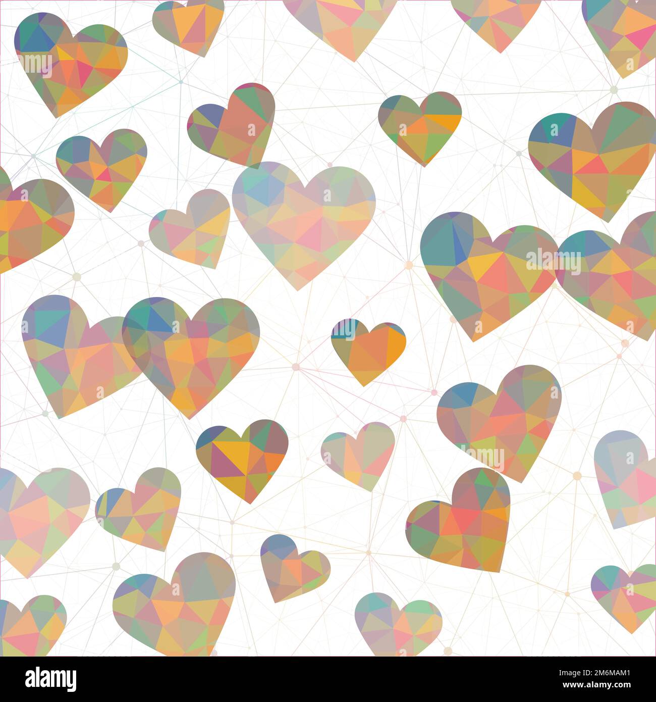 Low Poly Hearts. Polygonal hearts in bold colors. Amazing digital ...