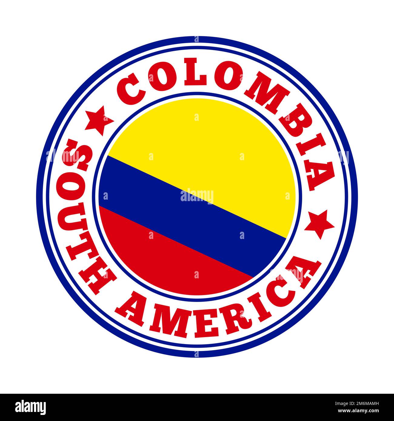 Colombia sign. Round country logo with flag of Colombia. Vector ...