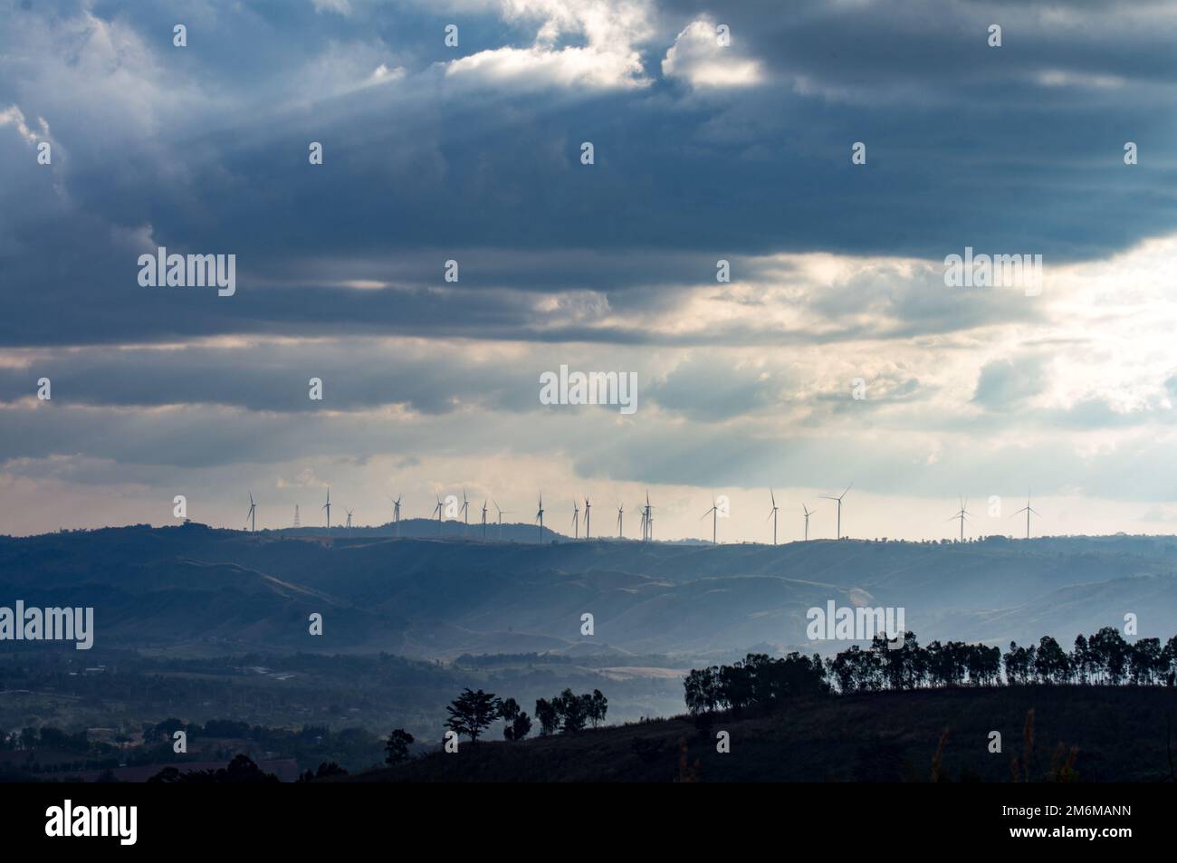 Wind turbines. Wind power generators. Alternative energy, reduce global ...