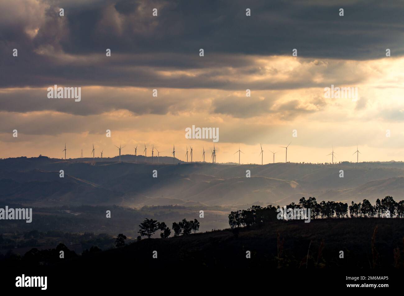 Wind turbines. Wind power generators. Alternative energy, reduce global ...