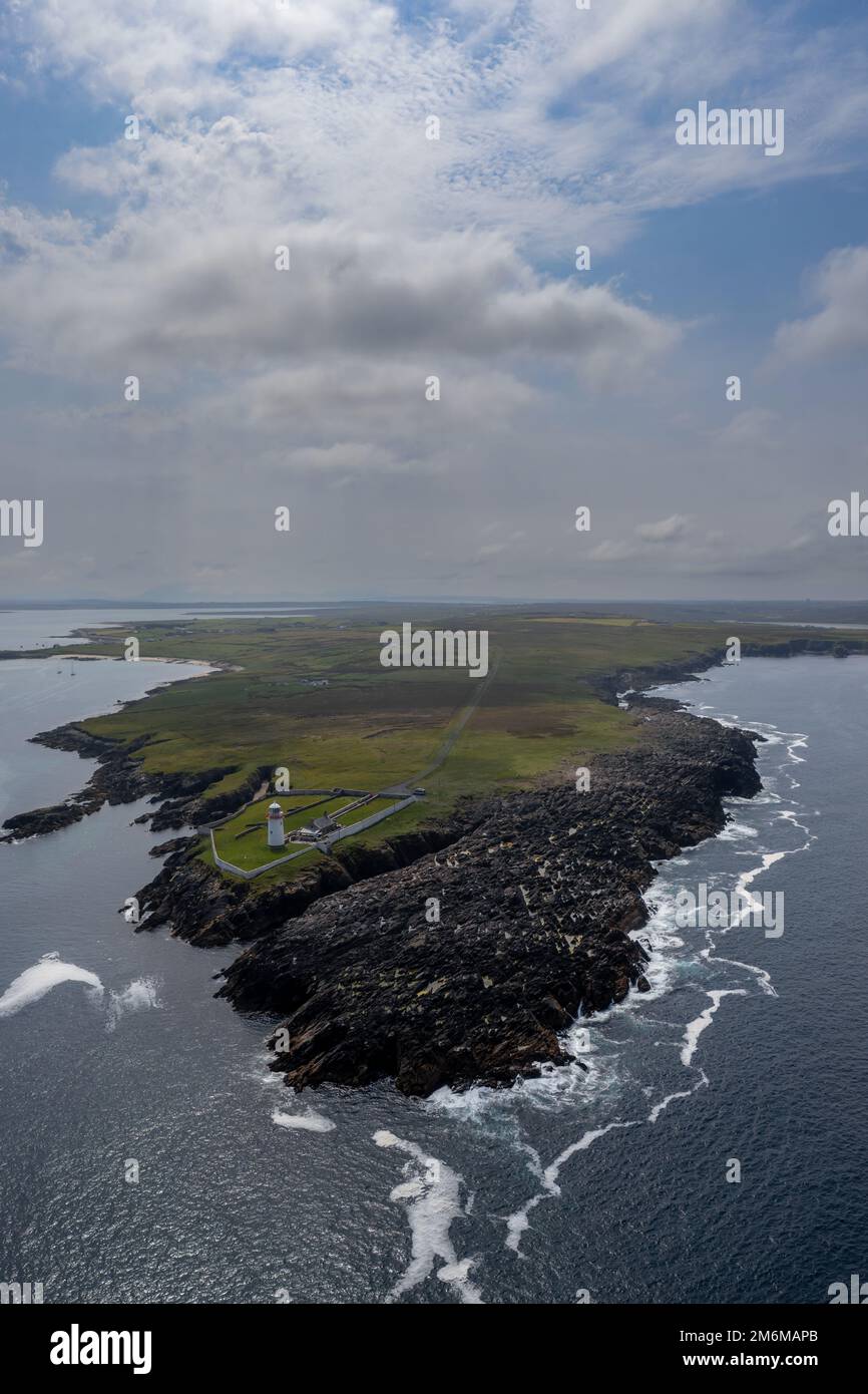 Drone panorama landscape of Boradhaven Bay and the hsitoric Broadhaven ...