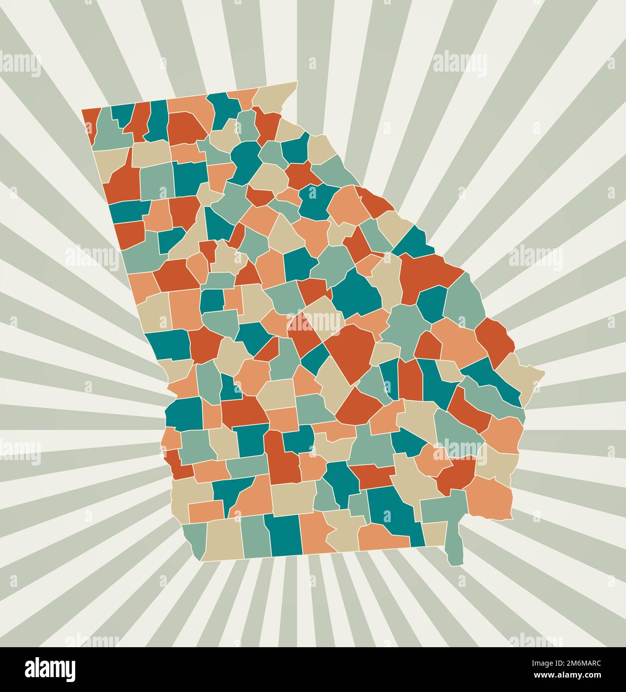 Georgia map. Poster with map of the US state in retro color palette ...