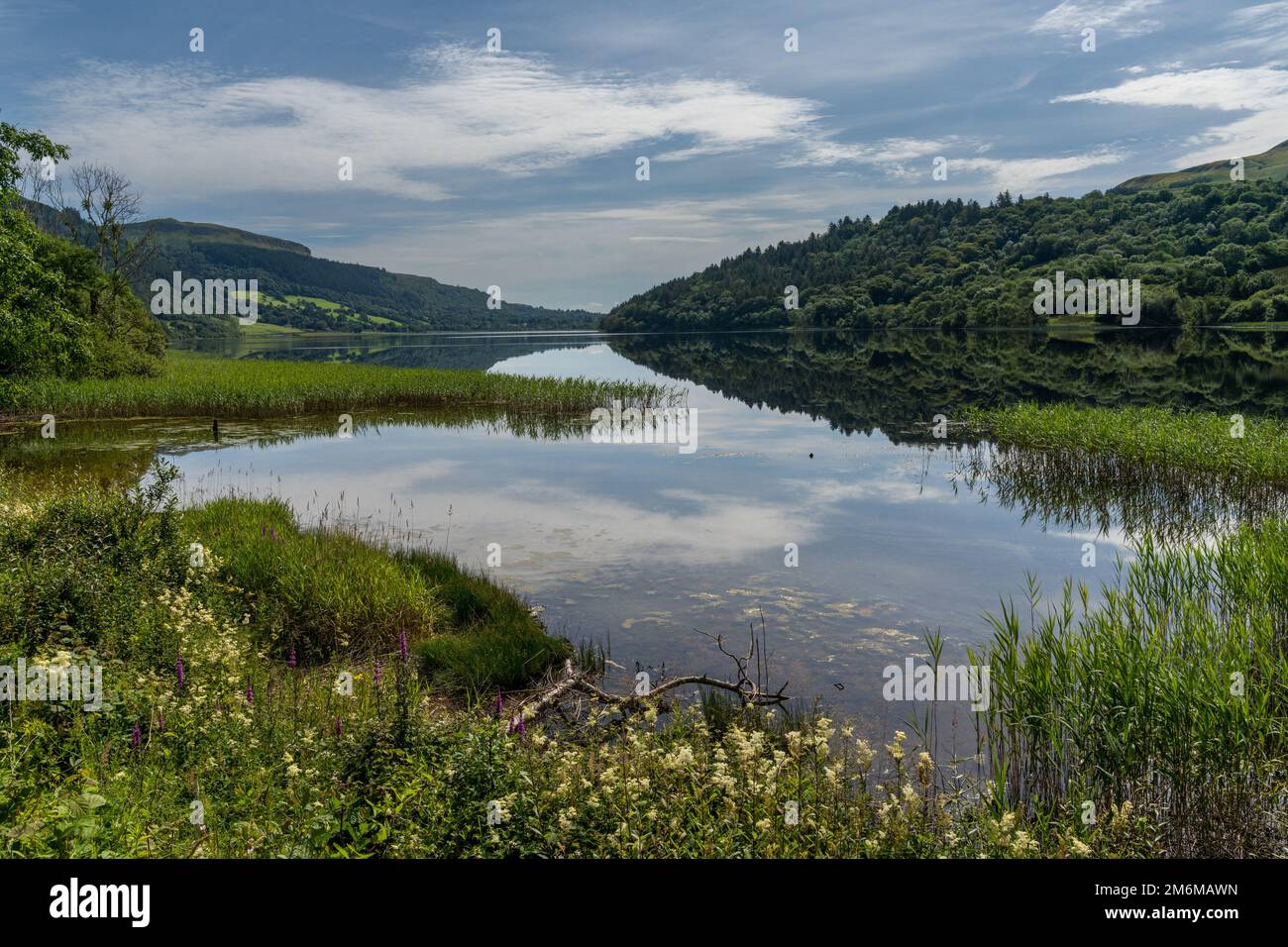 A landscape view of Glencar Lough in western Ireland with sky ...