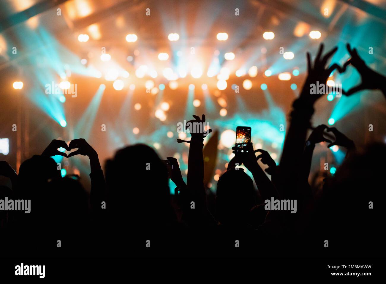 Group young friends music festival hi-res stock photography and images ...