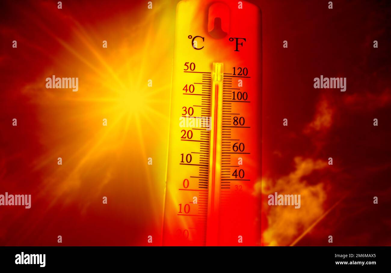Thermometer over 38 degrees heat wave Stock Photo - Alamy