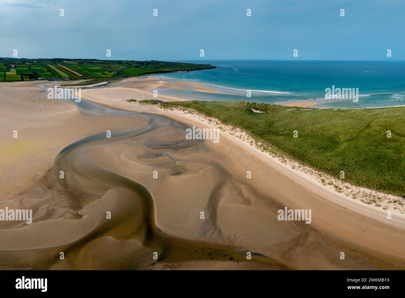 Panorama drone landscape view of the beautiful golden sand beach at ...