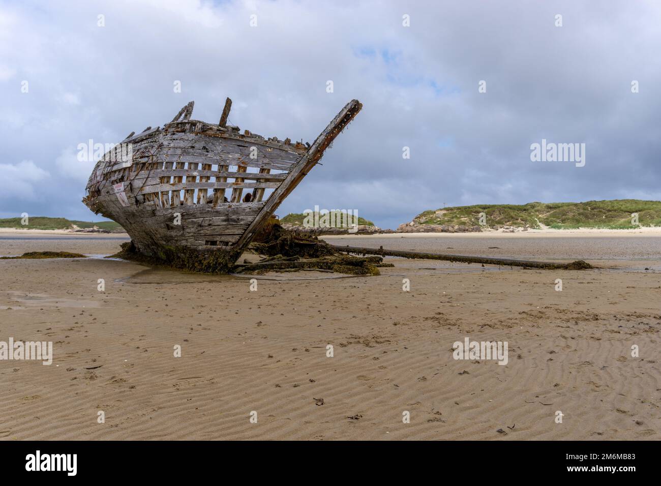 View of the shipwreck of the Cara Na Mara on Mageraclogher Beach in ...