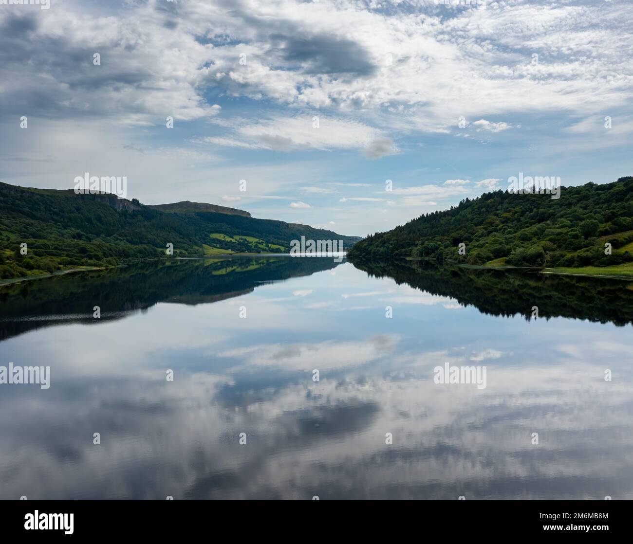 Landscape view of Glencar Lough in western Ireland with sky reflections ...