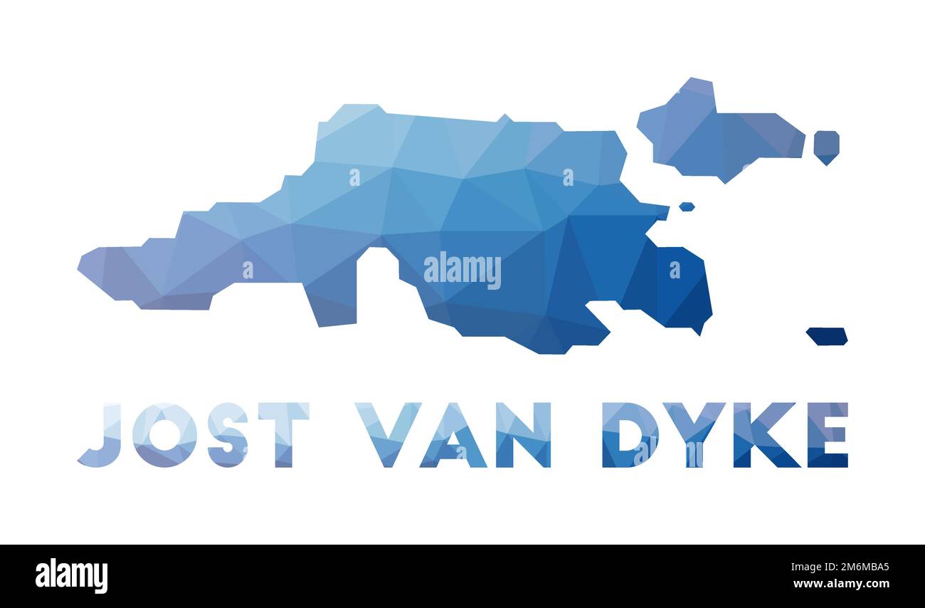 Low poly map of Jost Van Dyke. Geometric illustration of the island ...