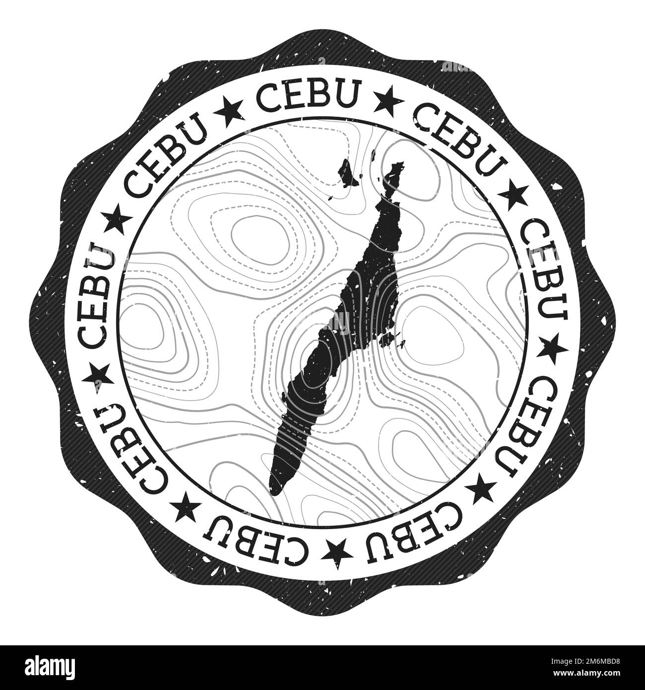Cebu Outdoor Stamp Round Sticker With Map Of Island With Topographic Isolines Vector