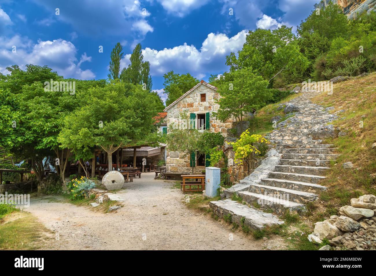 Tavern near Roski slap waterfall, Croatia Stock Photo - Alamy
