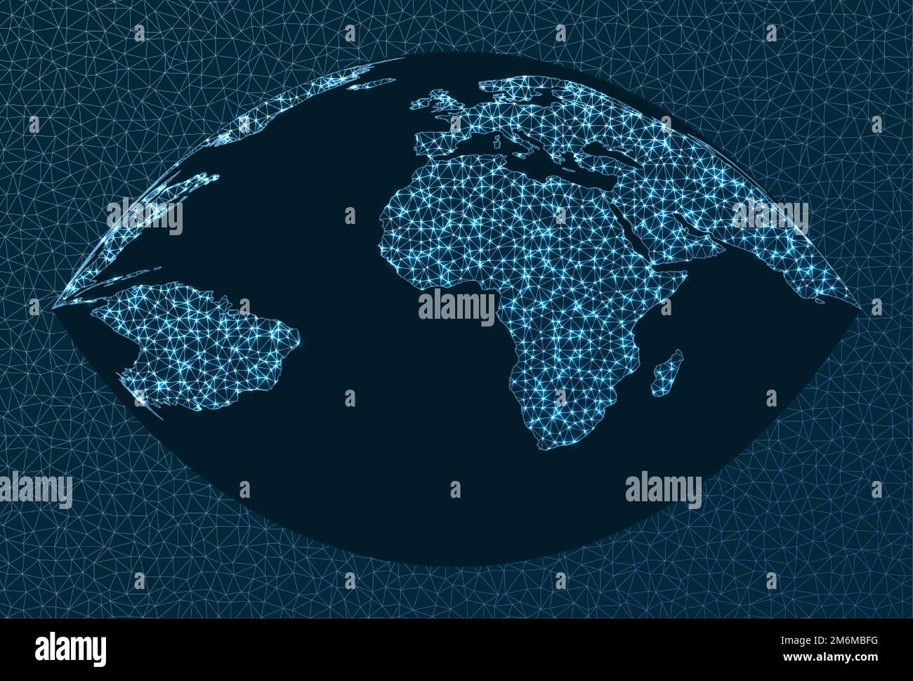 Global Network Craig Projection World Network Superb Connections Map Vector Illustration
