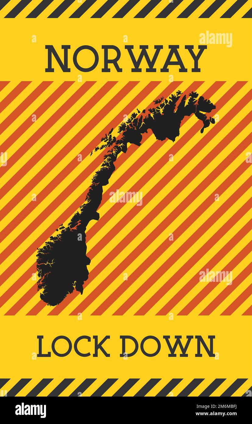 Norway Lock Down Sign. Yellow country pandemic danger icon. Vector ...
