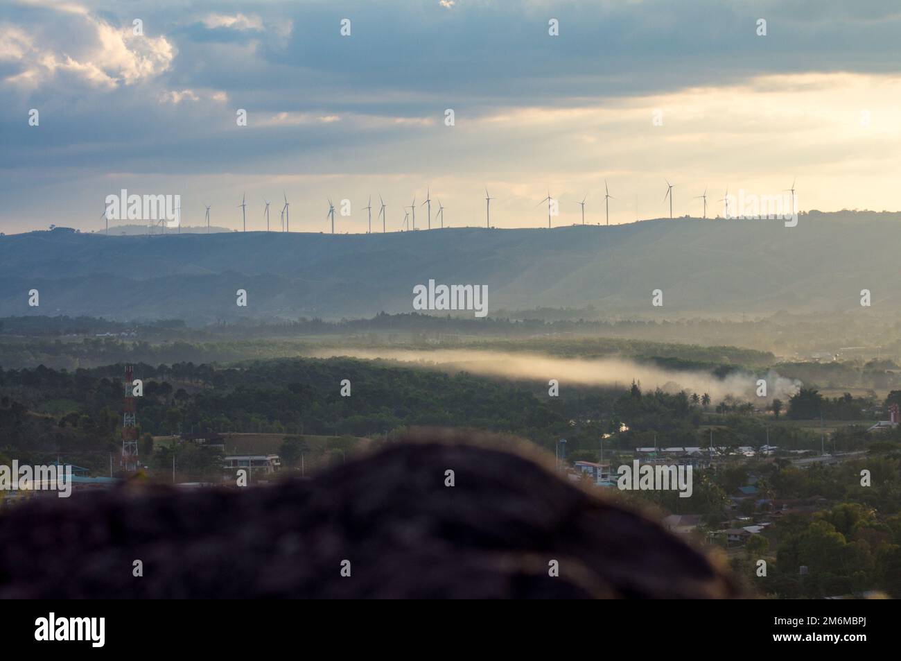 Wind turbines. Wind power generators. Alternative energy, reduce global ...