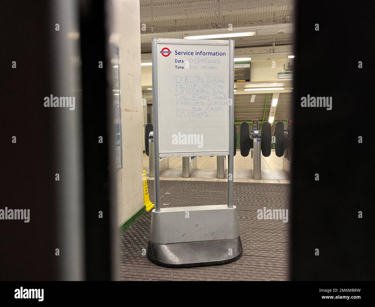 An information sign behind the locked gates at the entrance to ...