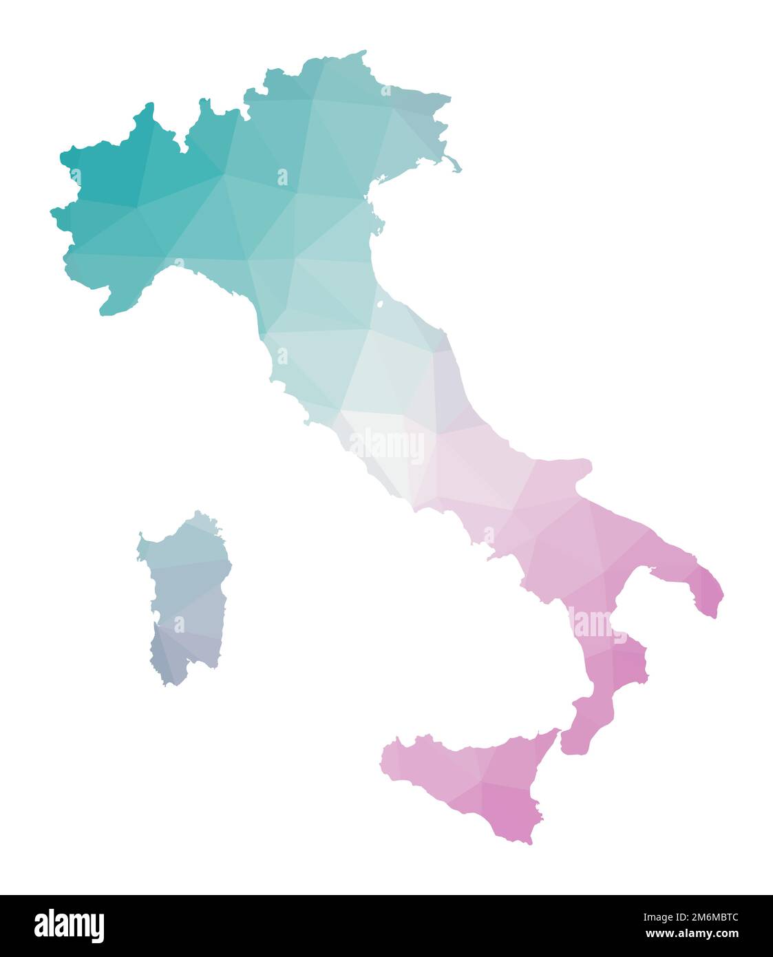 Polygonal map of Italy. Geometric illustration of the country in ...