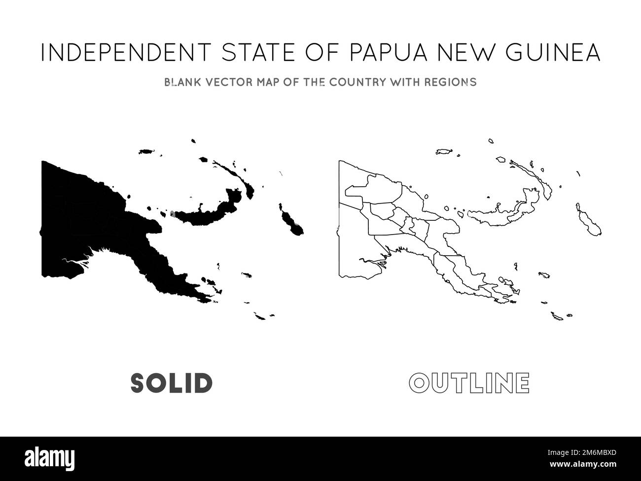 Papua New Guinea Map Blank Vector Map Of The Country With Regions