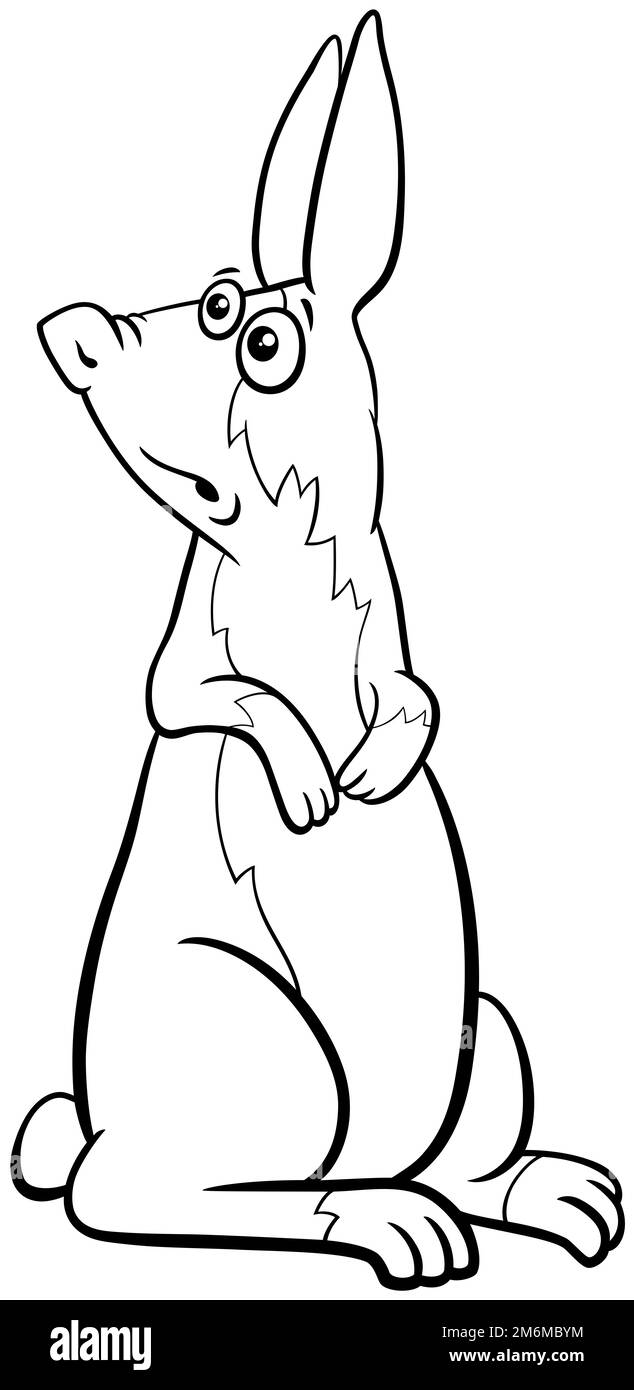 Cartoon dwarf rabbit standing up coloring page Stock Photo - Alamy
