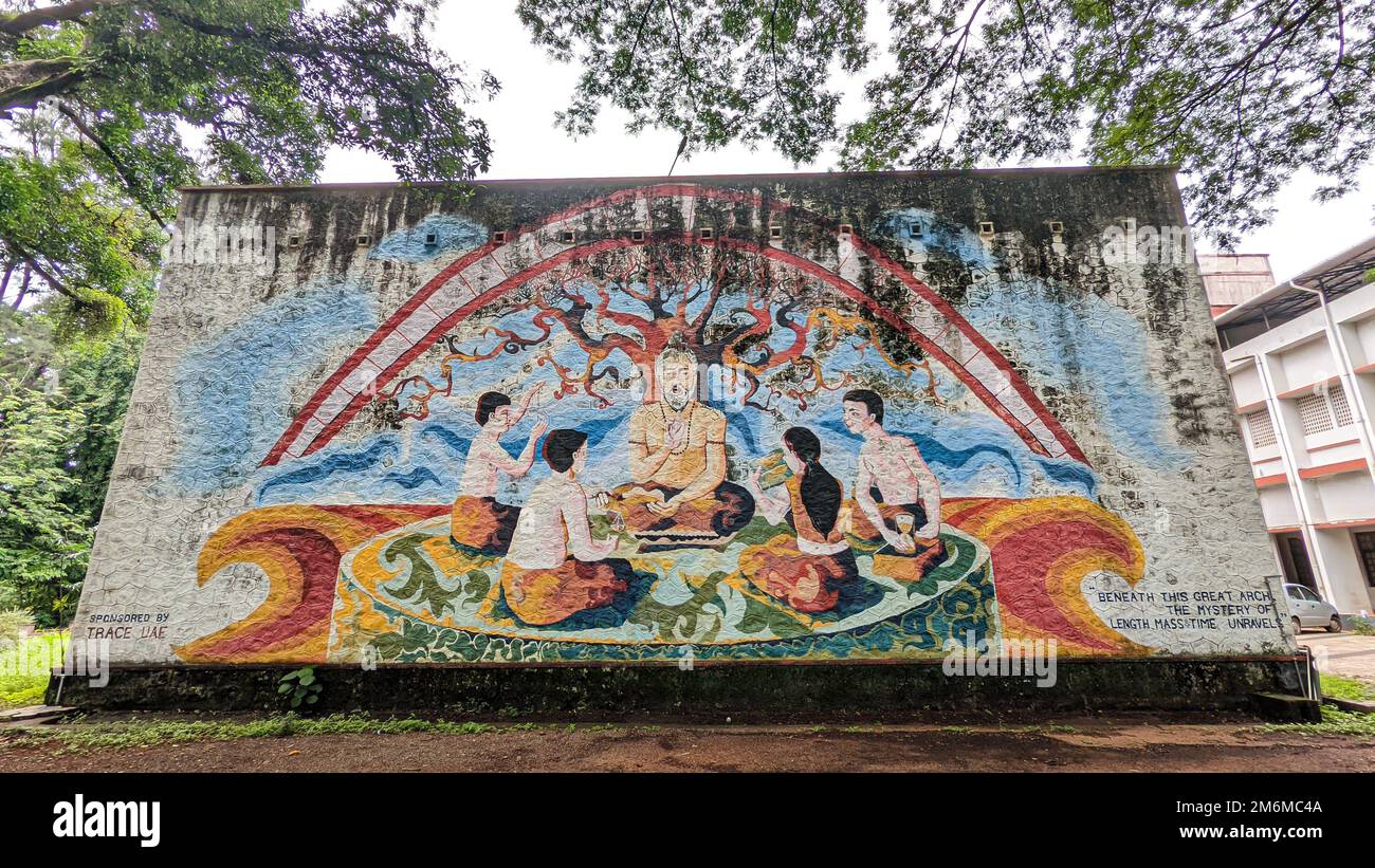 graffiti art of a sage and his students on an old wall Stock Photo - Alamy