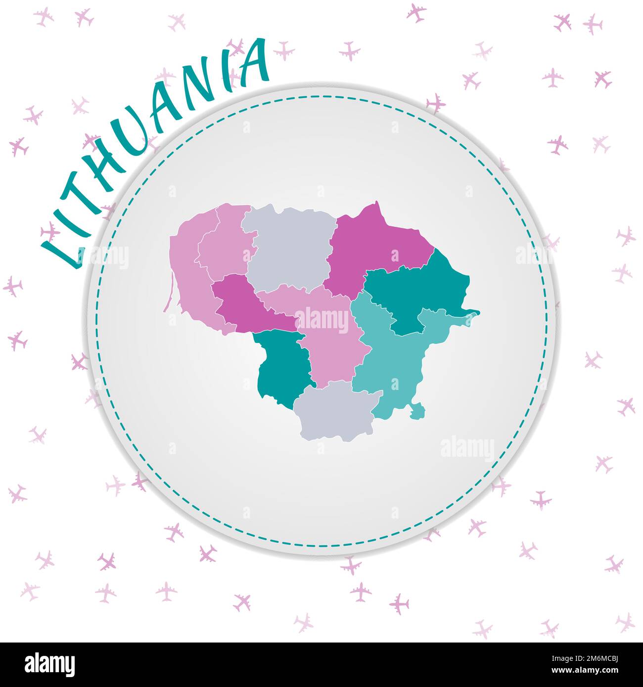 Lithuania map design. Map of the country with regions in emerald ...