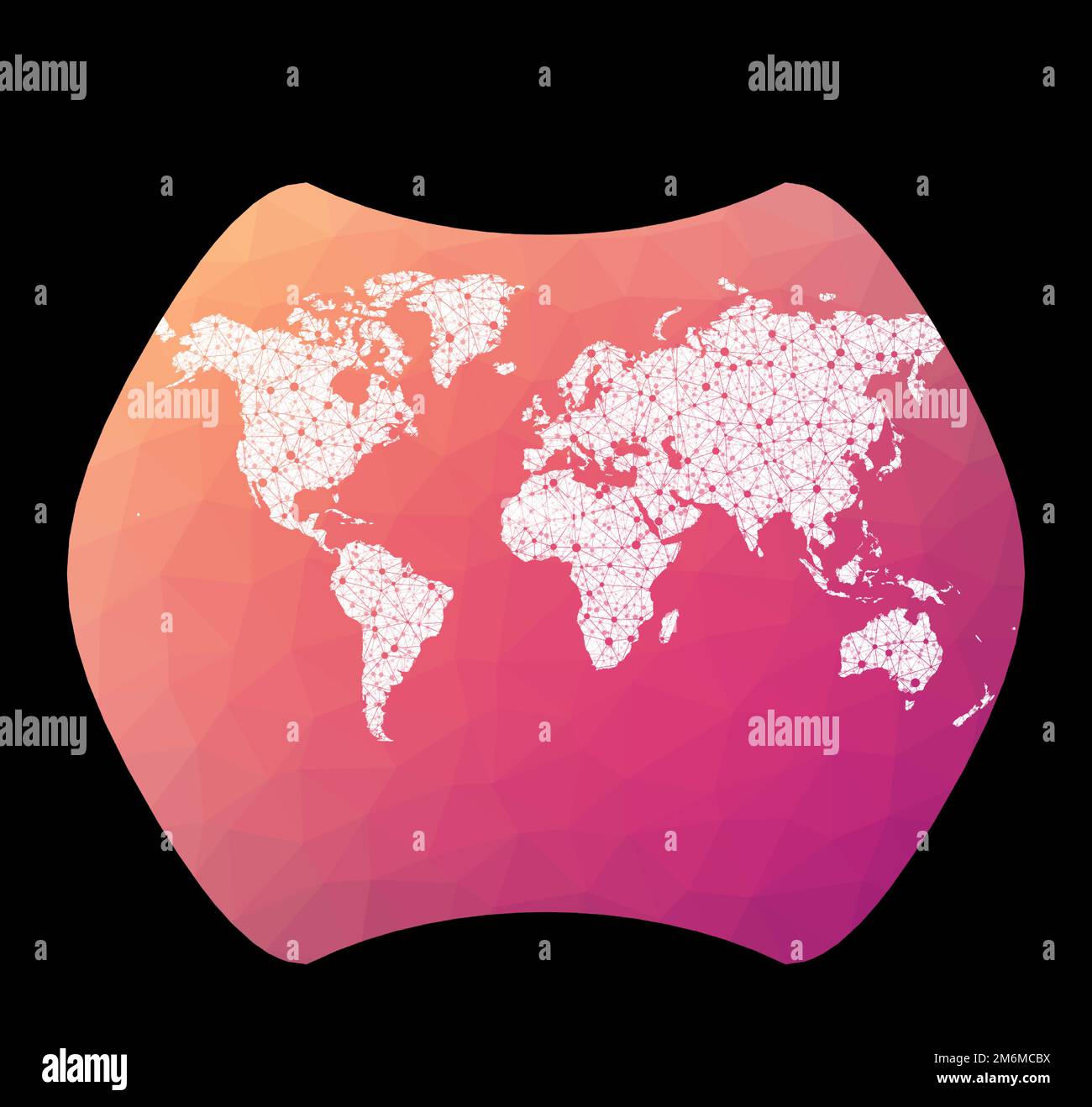 World network map. Larrivee projection. Wired globe in Larrivee ...