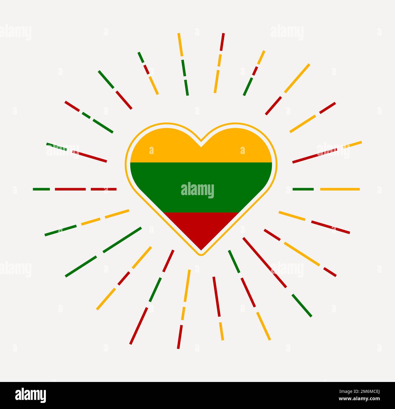 Lithuania heart with flag of the country. Sunburst around Lithuania ...