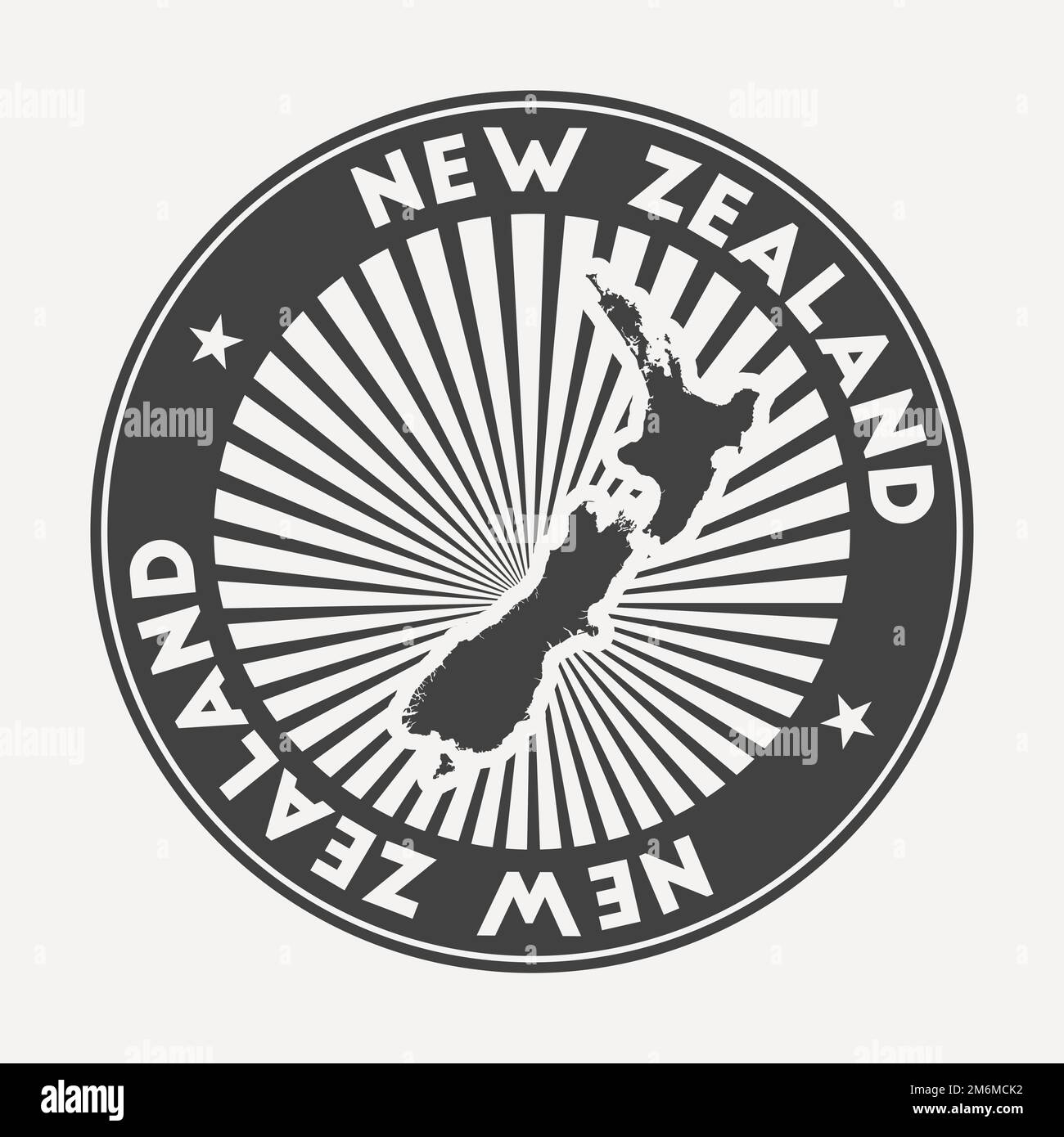 New Zealand round logo. Vintage travel badge with the circular name and ...