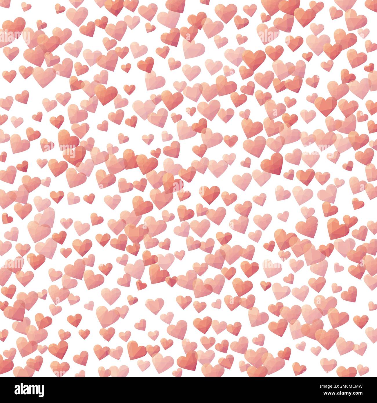 Low Poly Hearts. Orange pink polygonal hearts in diamond style. Low ...