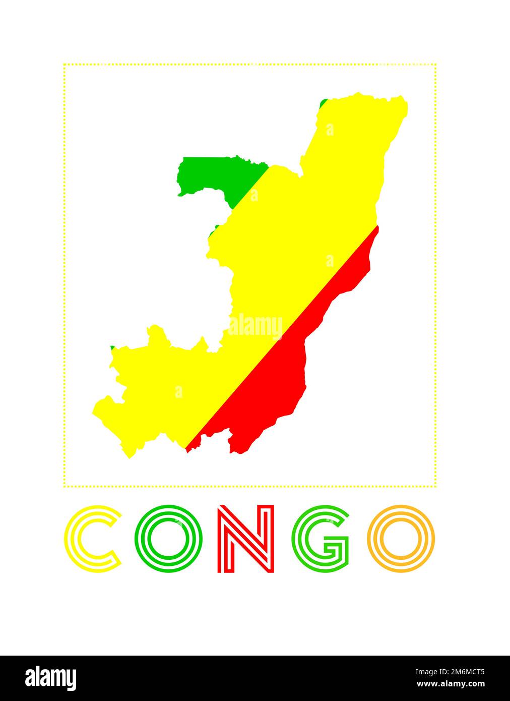 Congo Logo Map Of Congo With Country Name And Flag Creative Vector
