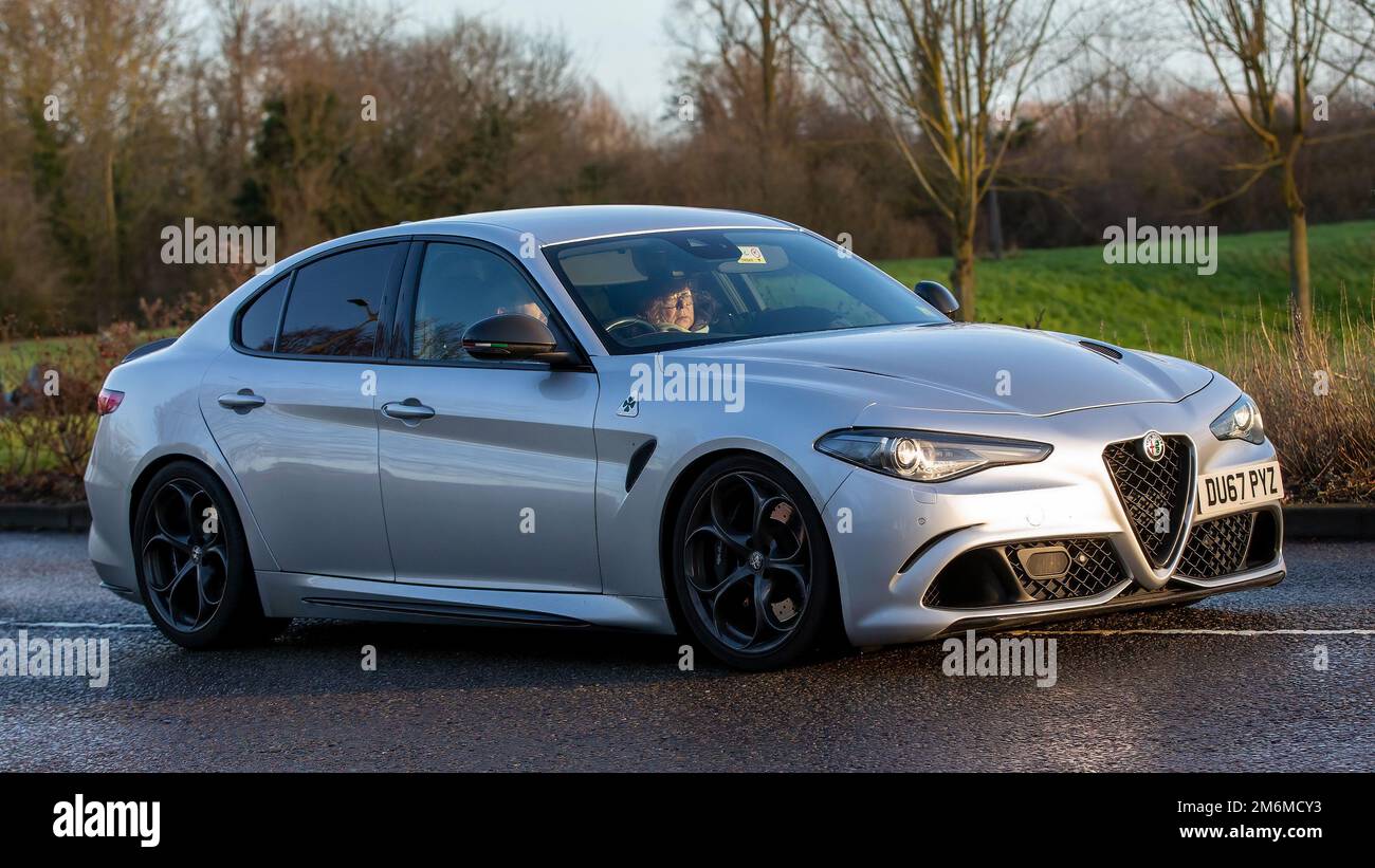 2017 silver Alfa Romeo Giulia car Stock Photo - Alamy