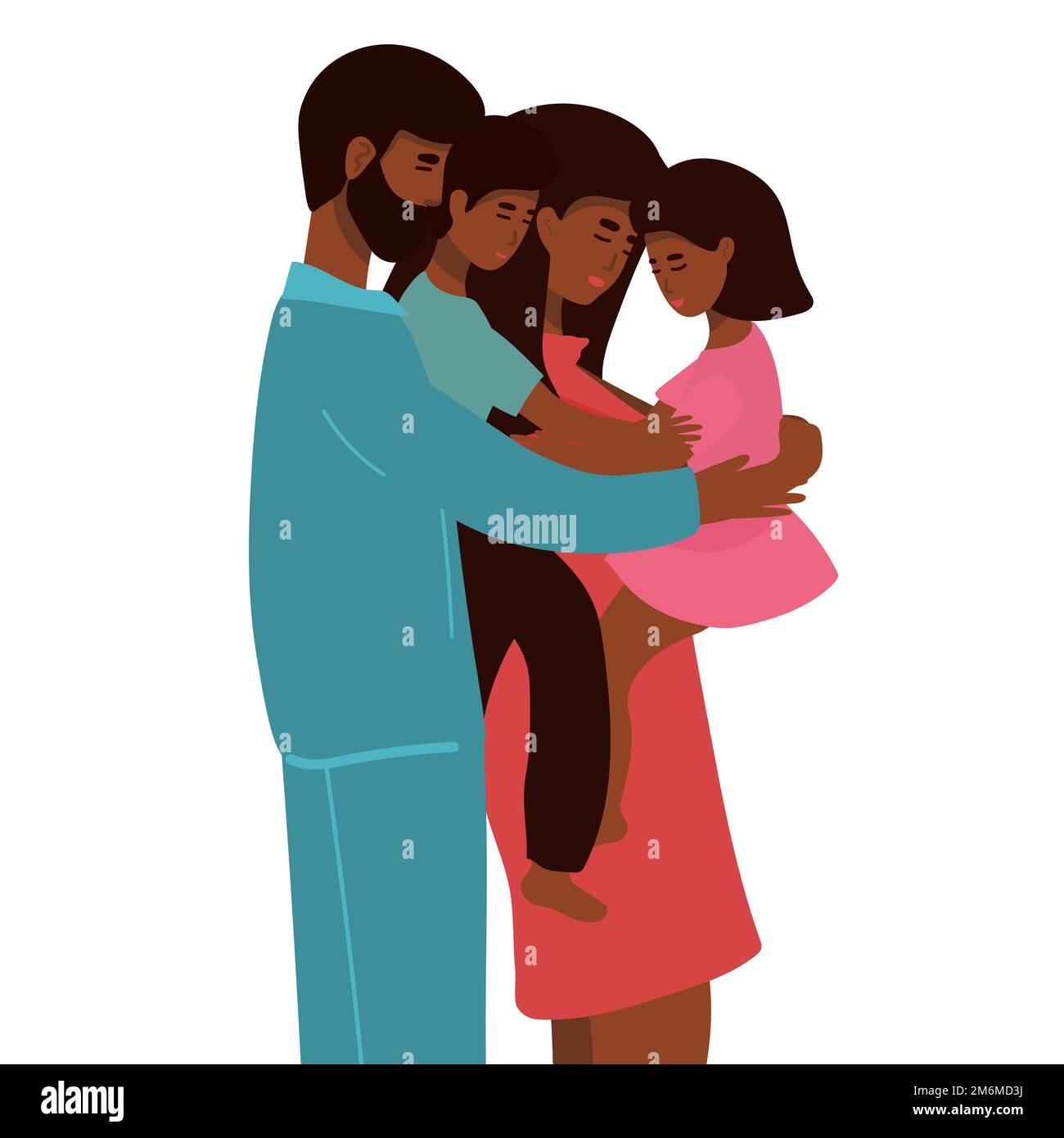 vector illustration of a happy afro american family, mother father ...