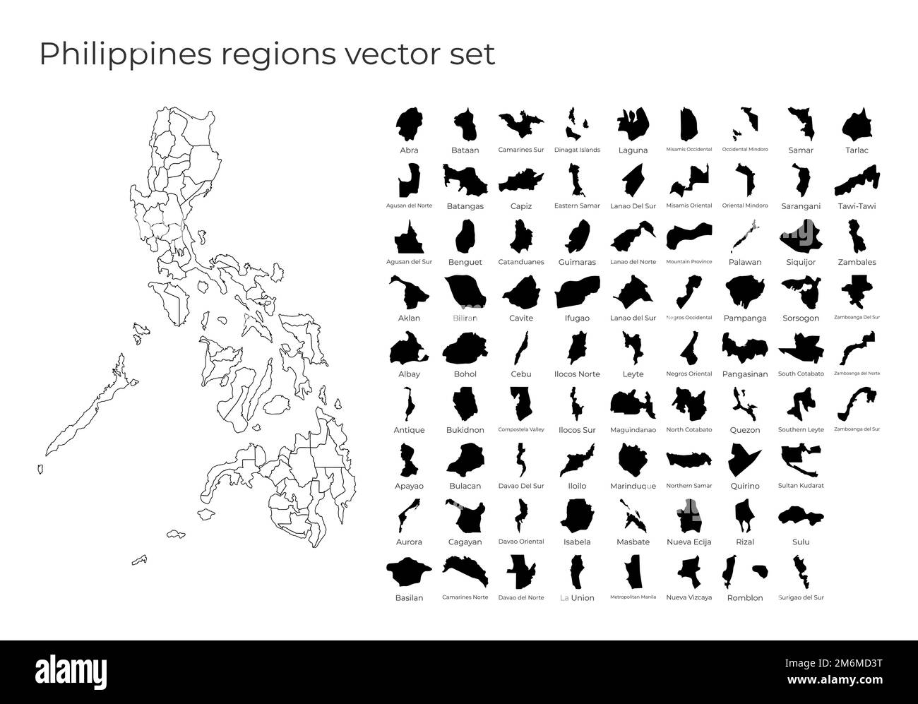 Philippines map with shapes of regions. Blank vector map of the country ...