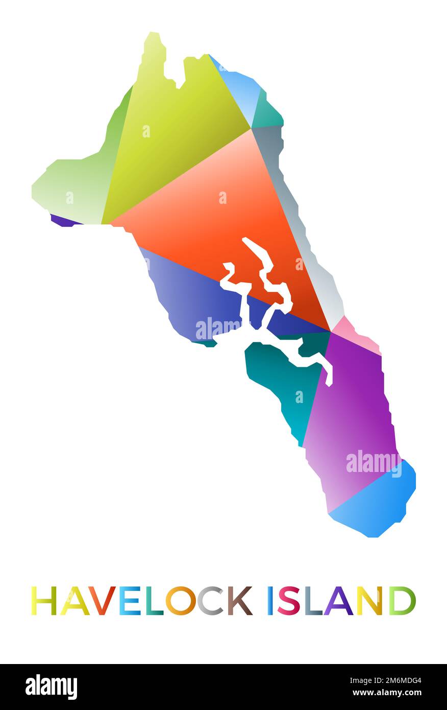 Bright colored Havelock Island shape. Multicolor geometric style island ...