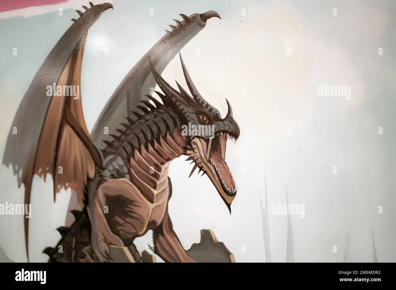 dragon painting on metal board panel painted by a man to show case his ...