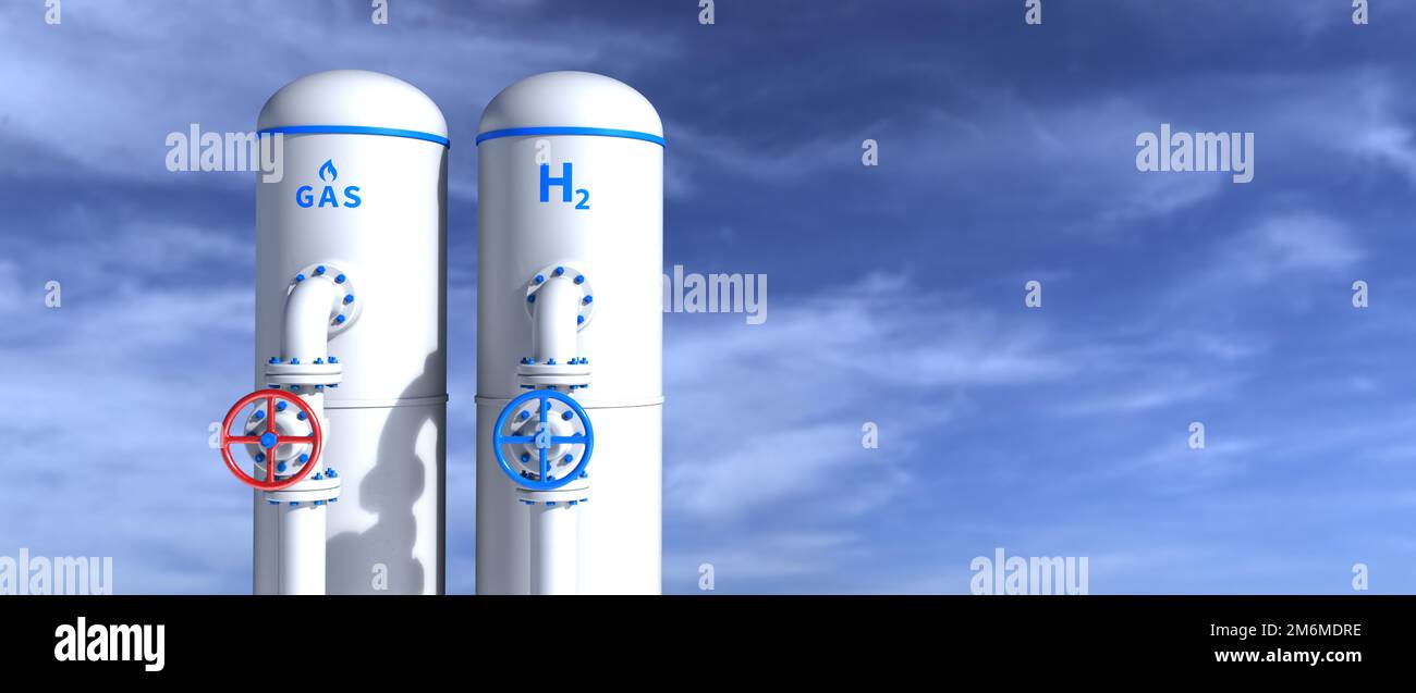 H2 Hydrogen And Gas Tanks Stock Photo - Alamy