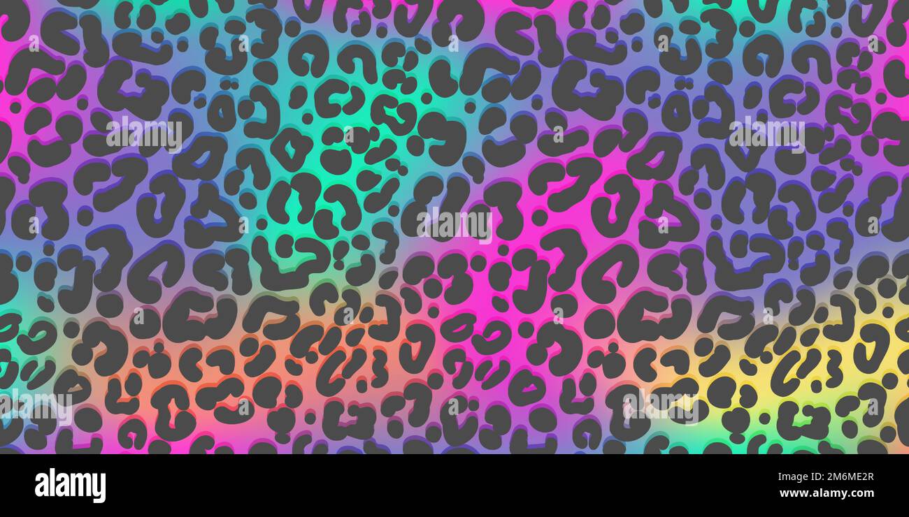 Neon leopard pattern. Rainbow-colored spotted background. Vector animal ...