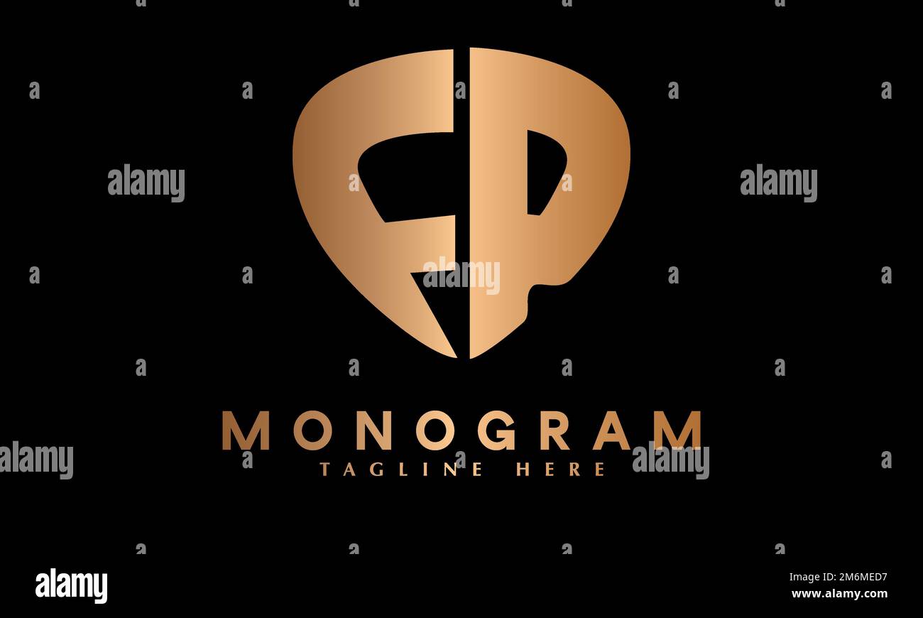 Alphabet Fp or PF cartoon shape font abstract monogram vector logo template Stock Vector Image ...