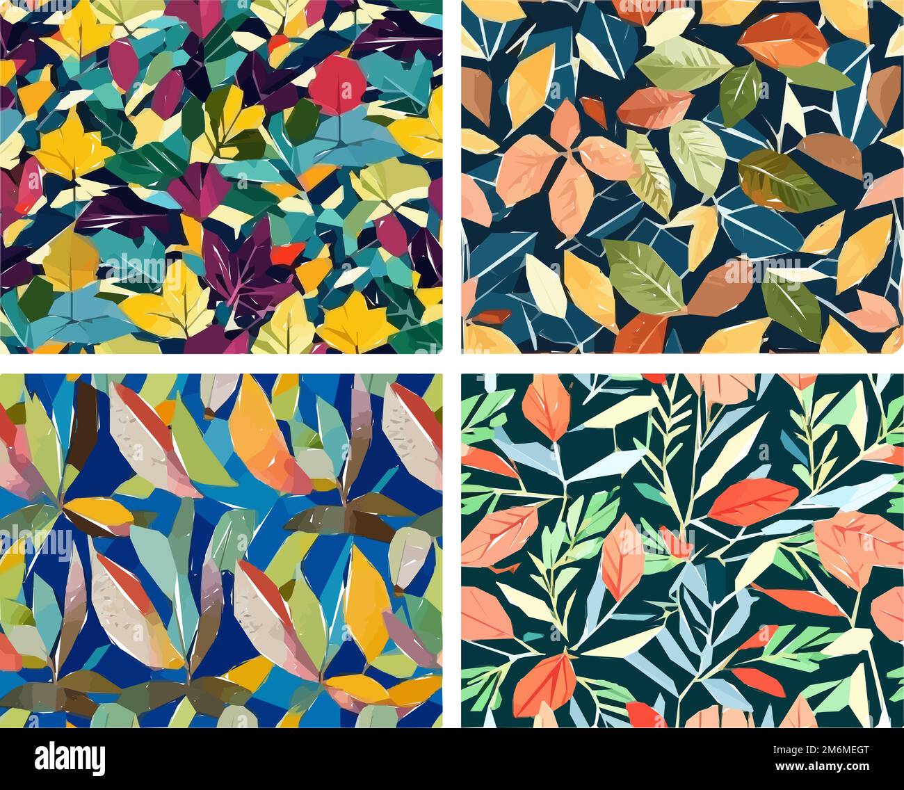 Set of colorful leaf patterns. For wallpaper, backgrounds, web, posters ...