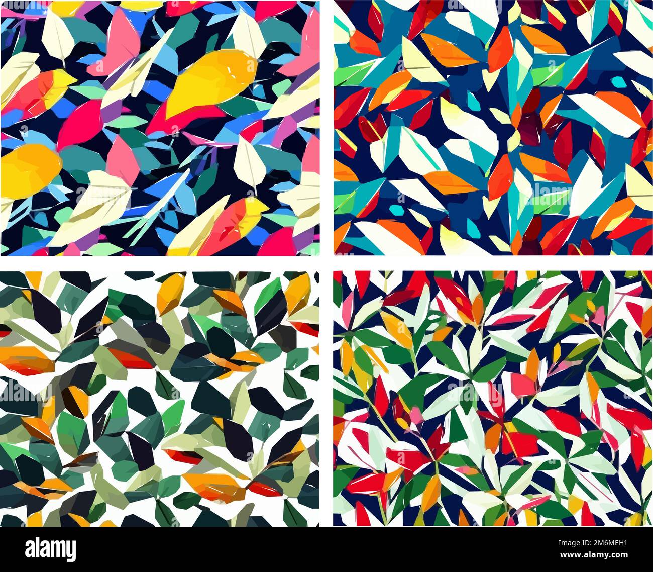 Set of colorful leaf patterns. For wallpaper, backgrounds, web, posters ...