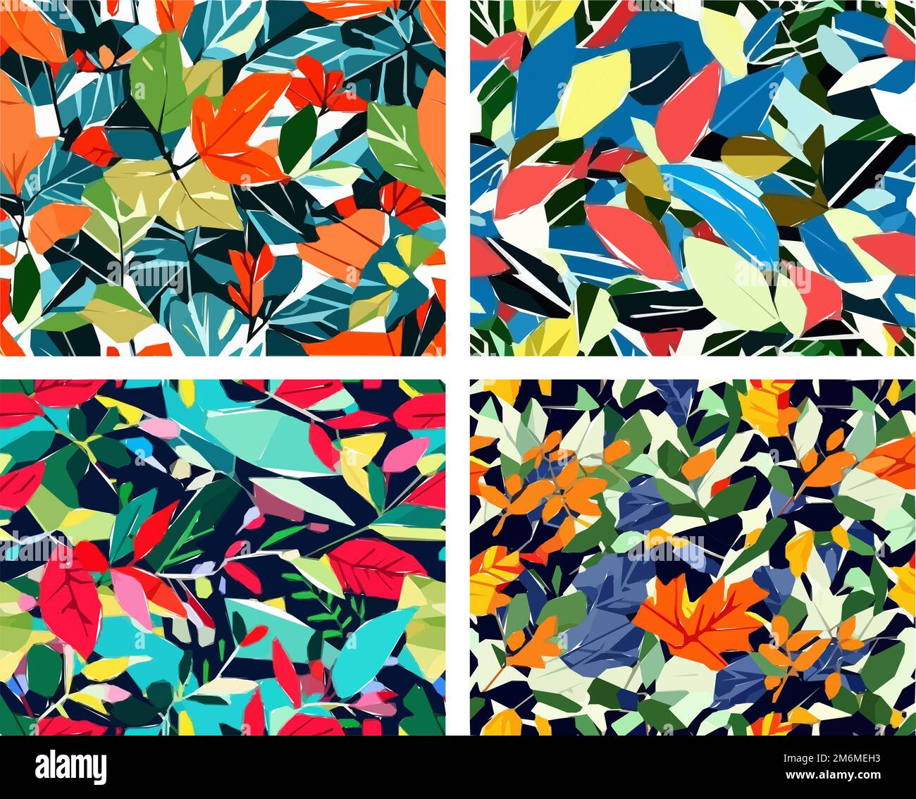 Set of colorful leaf patterns. For wallpaper, backgrounds, web, posters ...