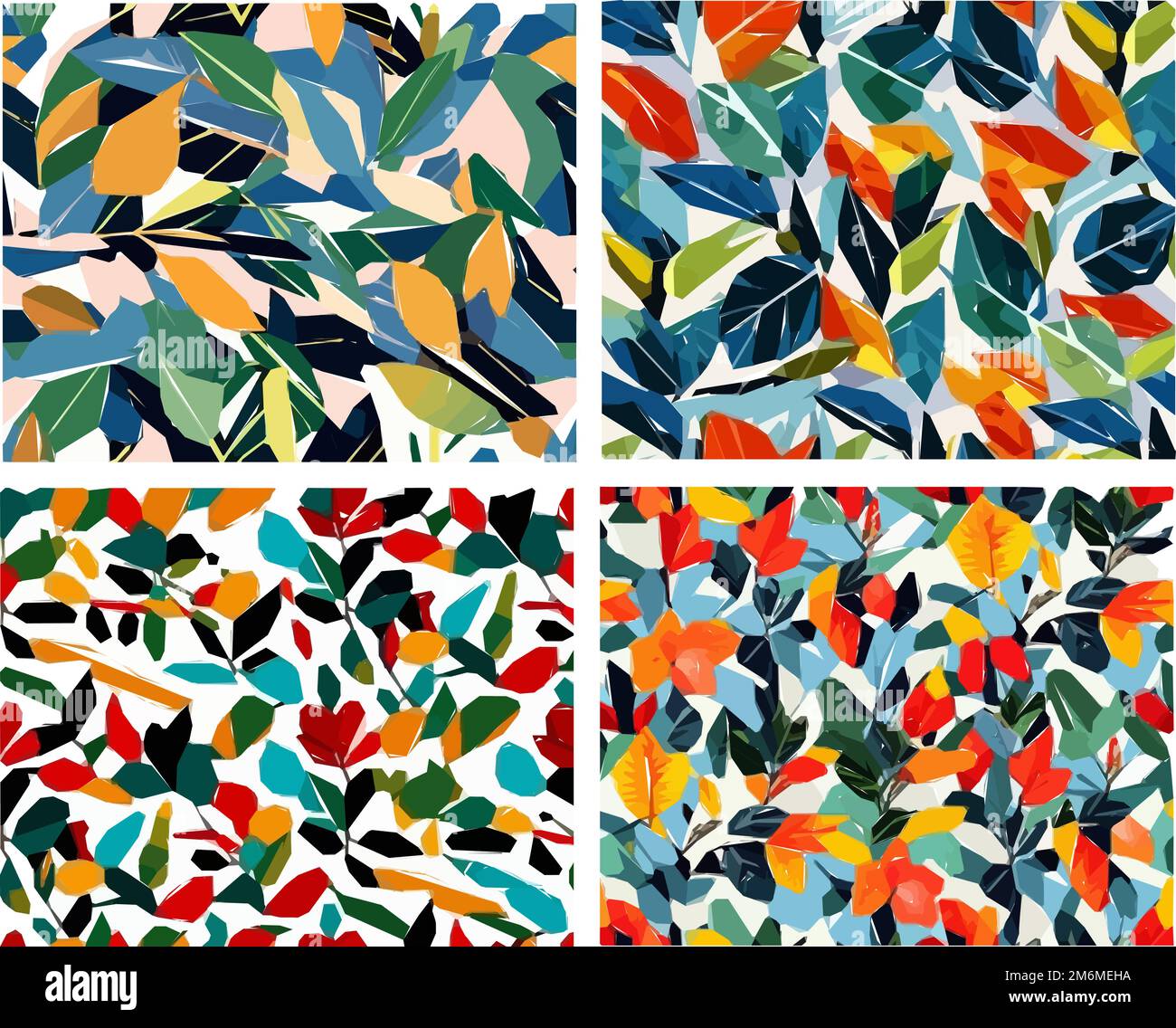 Set of colorful leaf patterns. For wallpaper, backgrounds, web, posters ...