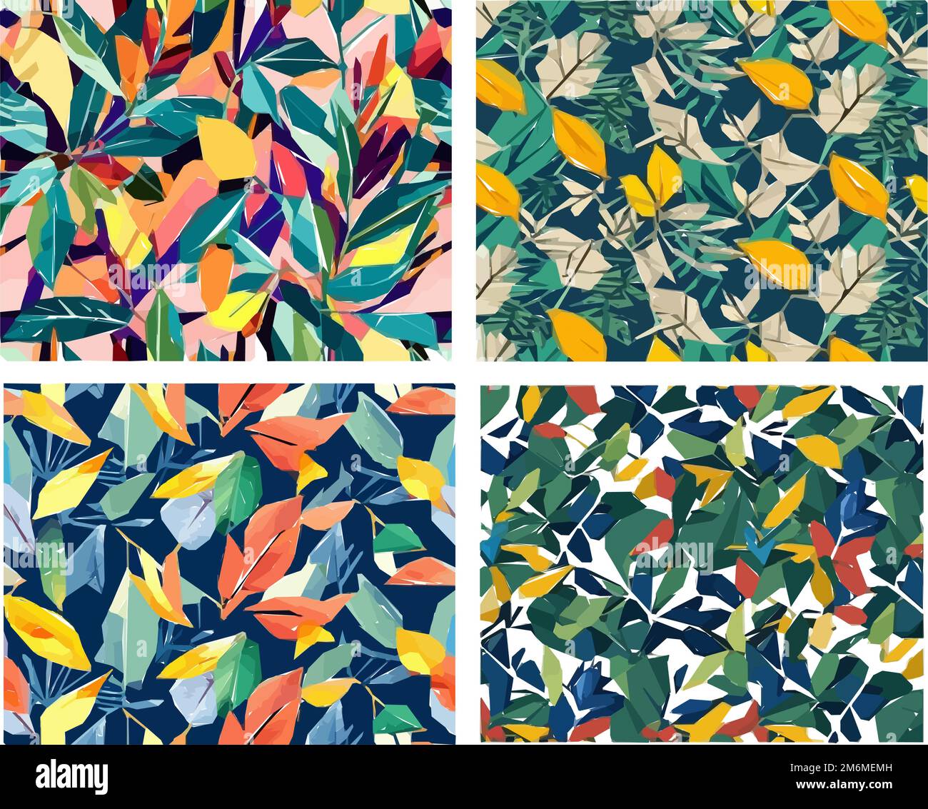 Set of colorful leaf patterns. For wallpaper, backgrounds, web, posters ...