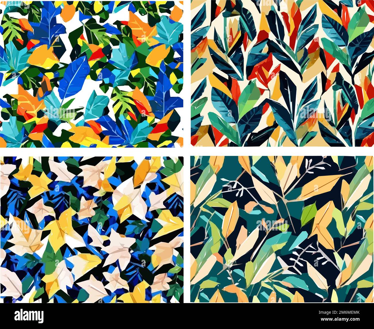 Set of colorful leaf patterns. For wallpaper, backgrounds, web, posters ...